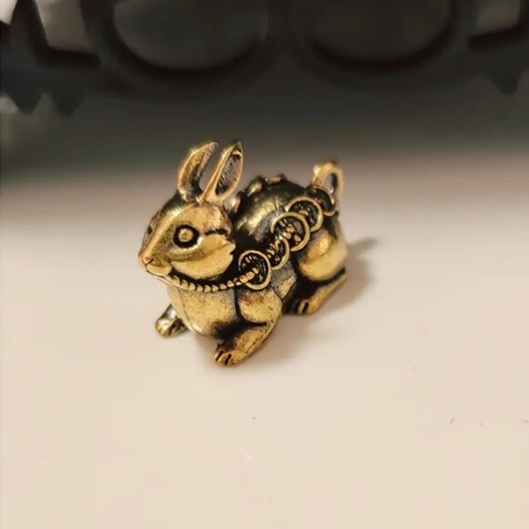 Accents | Vintage Five Emperor Coins Rabbit Statue Brass New 34 In L X ...
